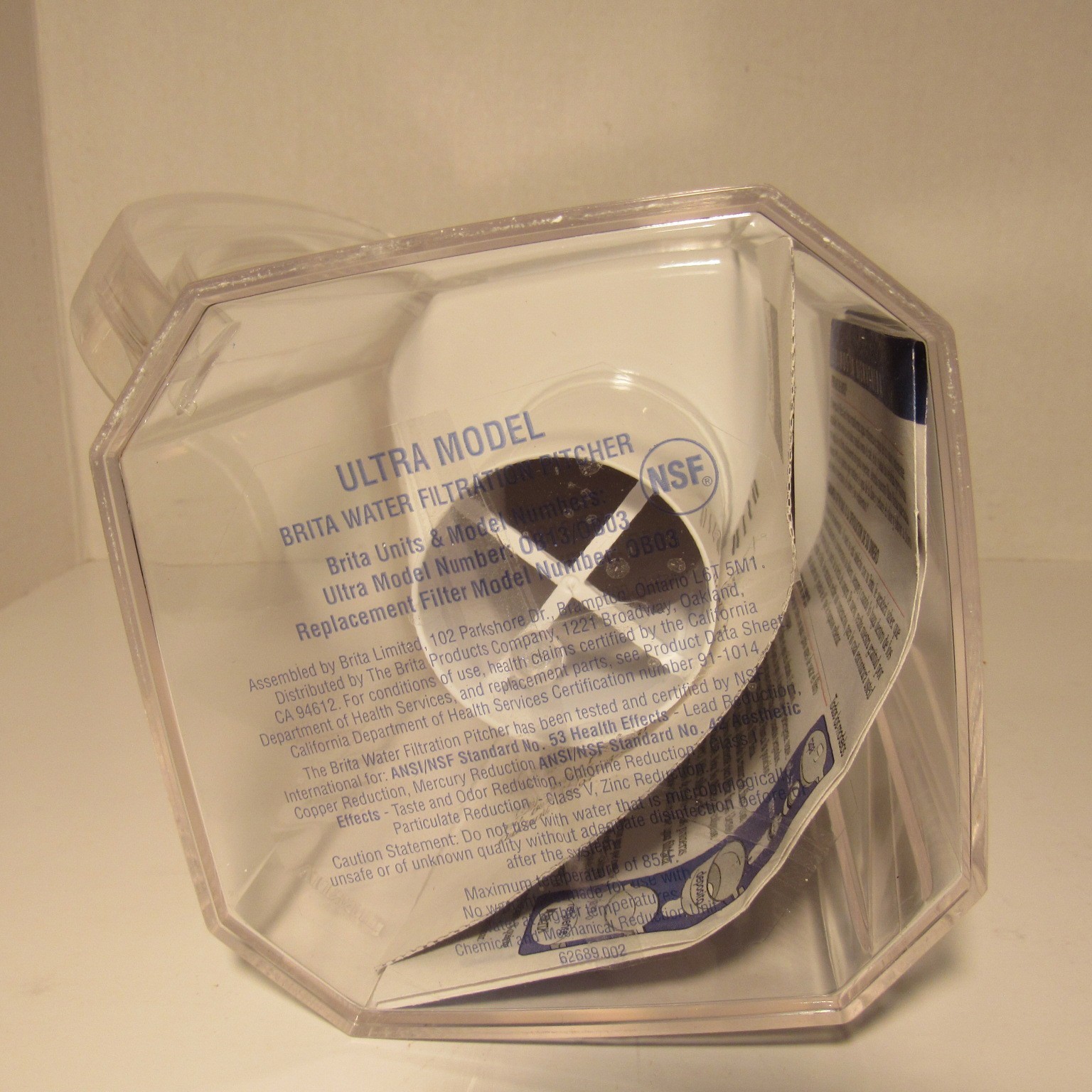 Brita Ultra (Model: (0B13) Water Filtration BPA Pitcher w/1 Filter ...