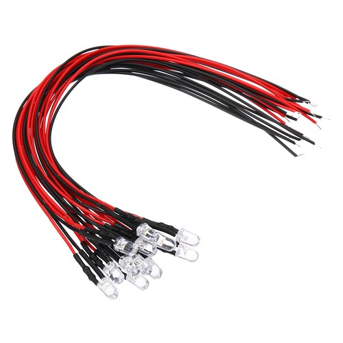 12 Pcs 24V 5mm LED Light Emitting Diodes Pre Wired LED Lamp Bulb, Red ...