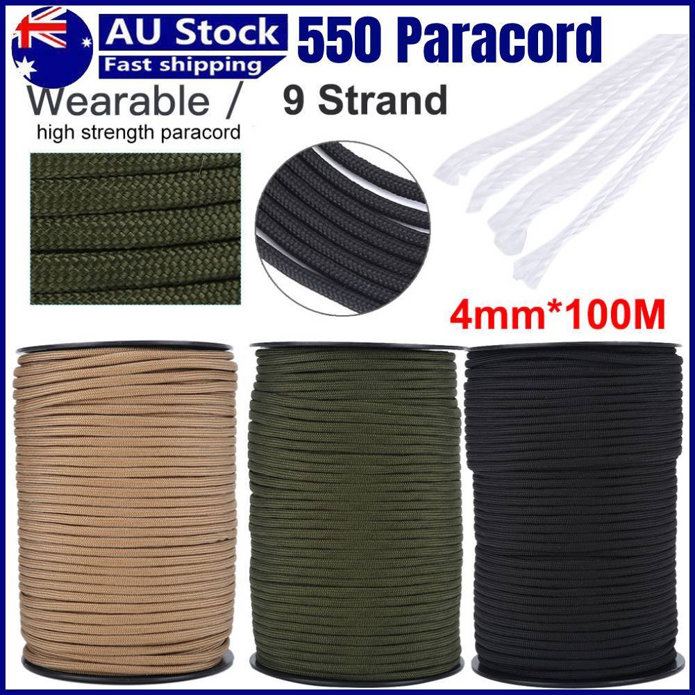 100m 550 Paracord Parachute Cord Rope Lanyard 9 Strand Core 4mm ...