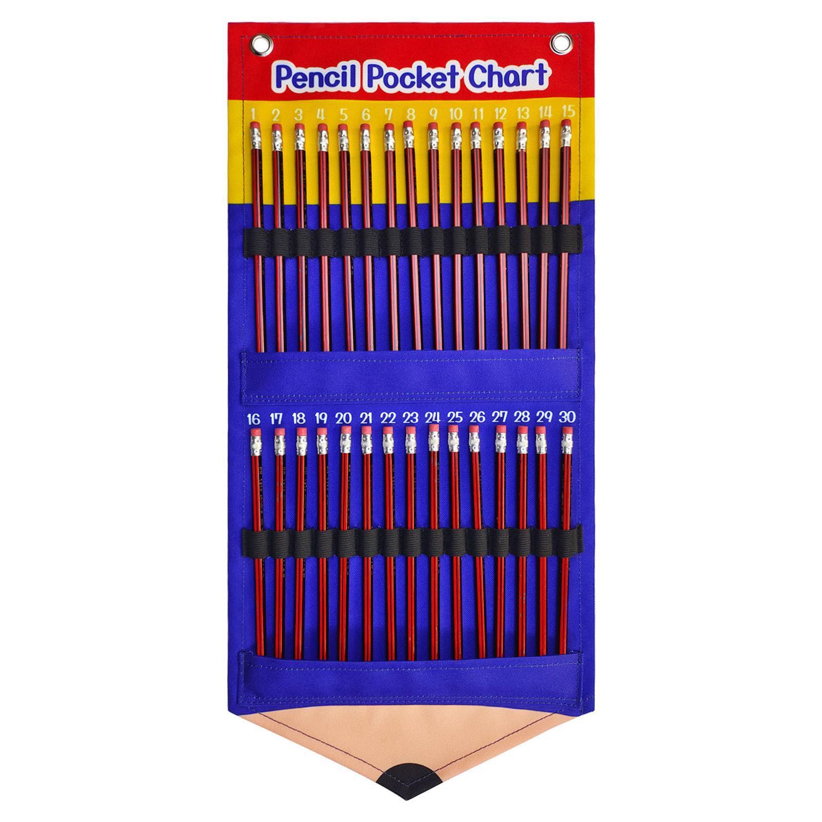 Pencil Pocket Chart Pencil Dispenser 25.5x55.5cm for Classroom ...
