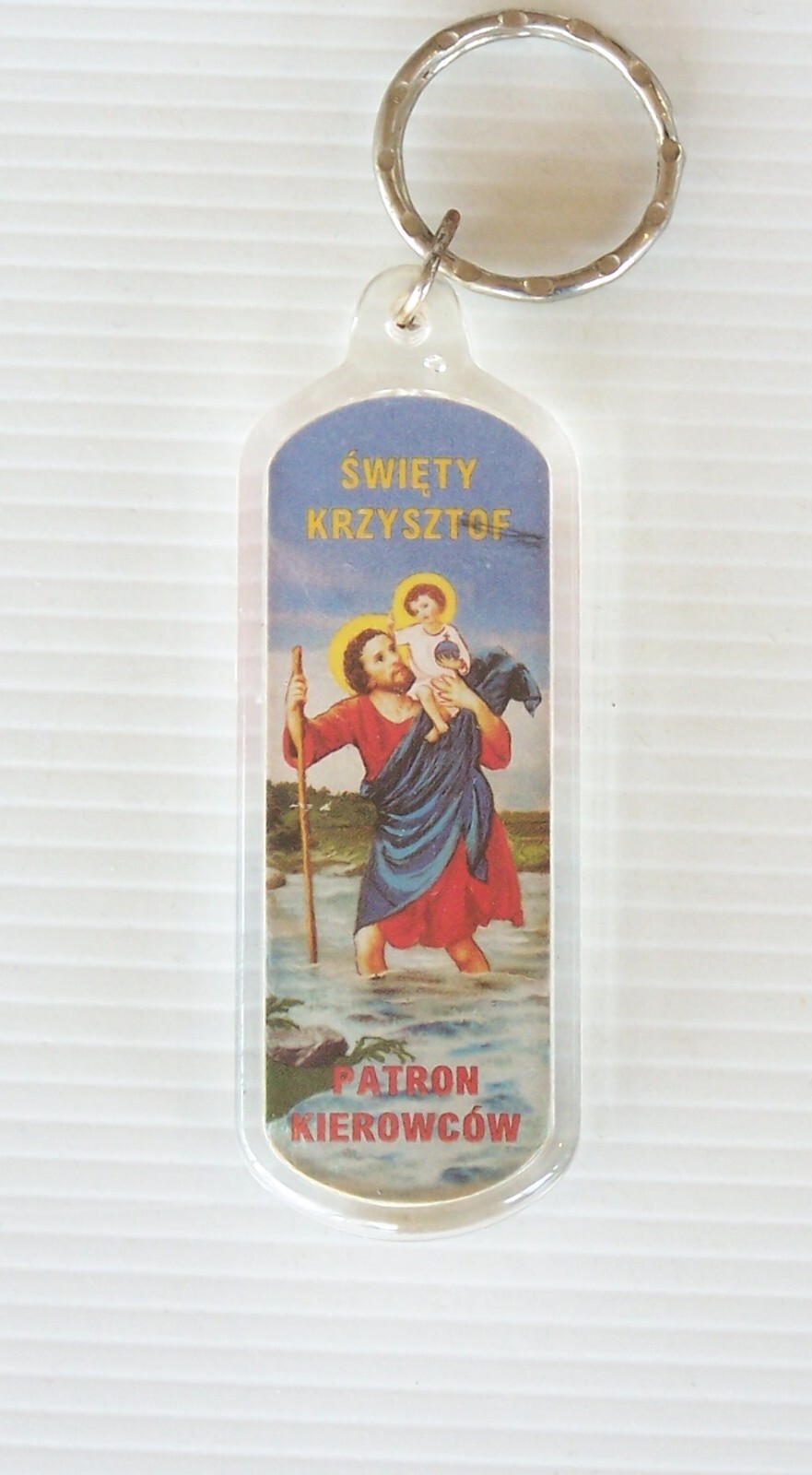 VINTAGE ST CHRISTOPHER PATRON SAINT OF TRAVEL SOUVENIR ACRYLIC KEYRING ...