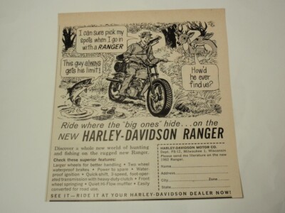 Vtg Harley Davidson Ranger Magazine Print Ad Advertisement *As-Is* | eBay