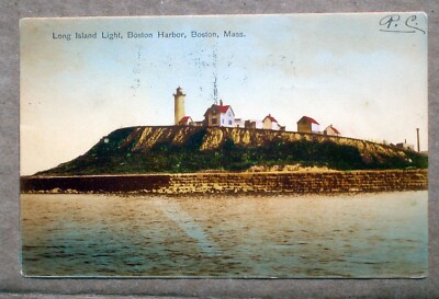 Long Island Light House Boston Harbor Massachusetts MA Vtg 1907 ...