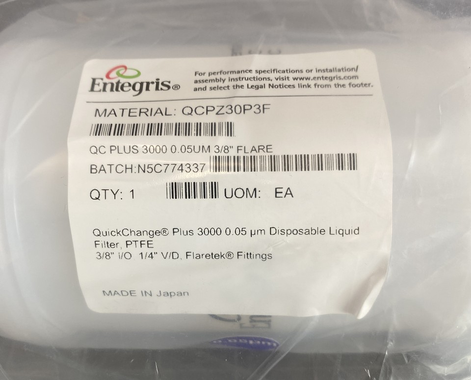 Entegris QC Plus 3000 0.05UM 3/8" Flare Prewet Liquid Filter PN ...