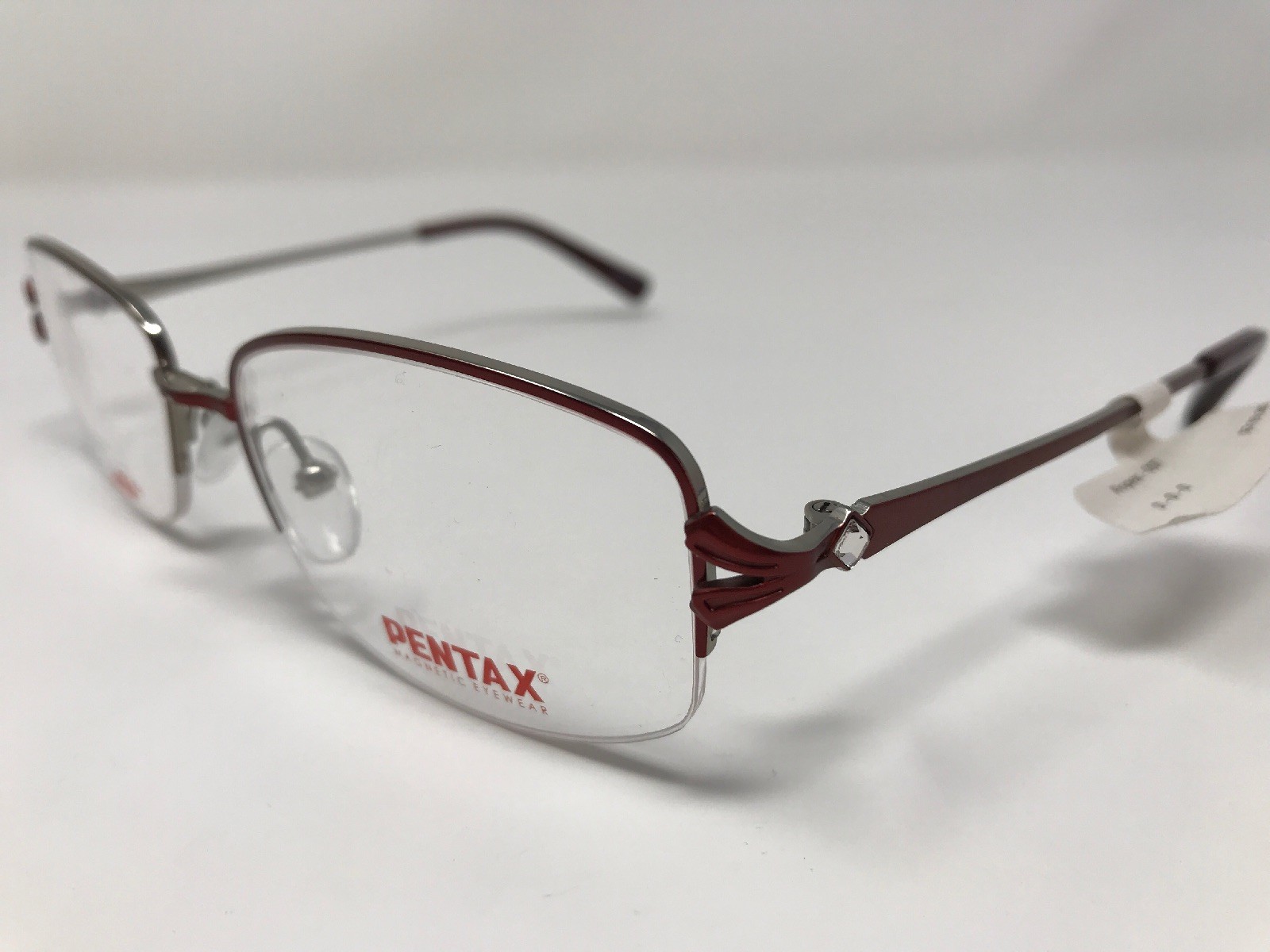 Pentax Eyeglass Frames PX907-30 Red Silver 54-18-135mm Half Rim PK93 | eBay