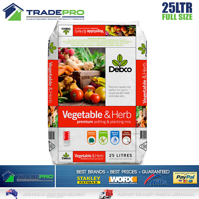 Debco 25L Vegetable & Herb Potting Mix Fertiliser Tub Garden Premium ...