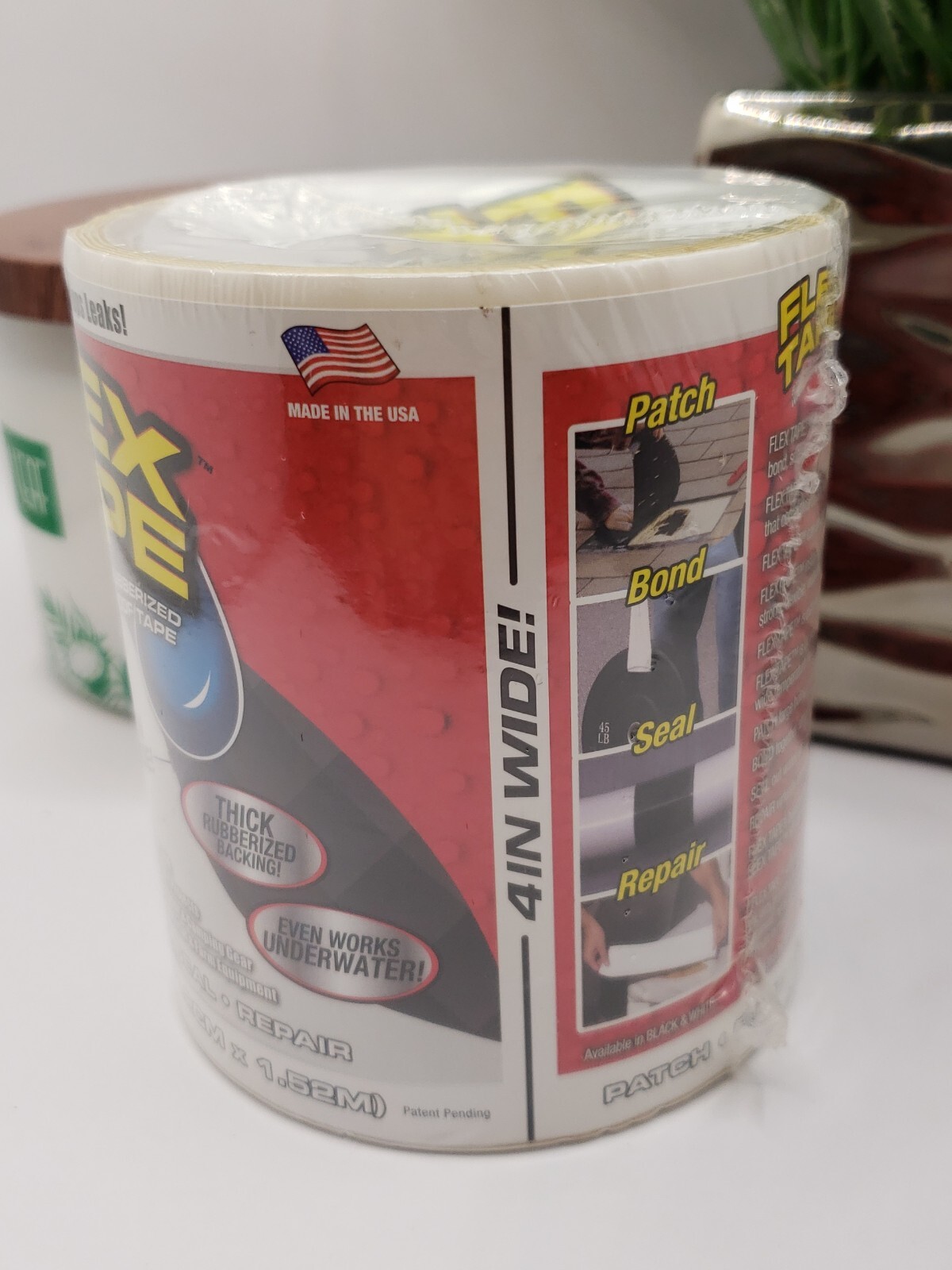 Flex Seal White TFSWHTR0405 4" X 5' Rubberized Waterproof Flex Tape for ...