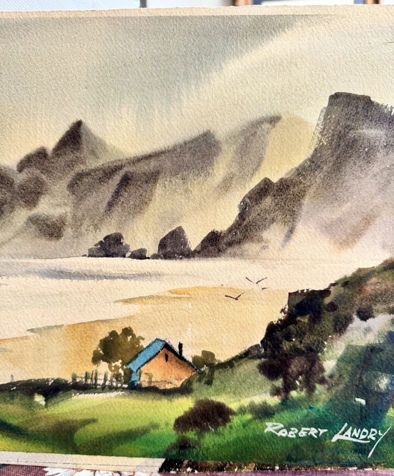 Listed California Impressionist Plein Air Seascape Watercolor Robert Landry | eBay