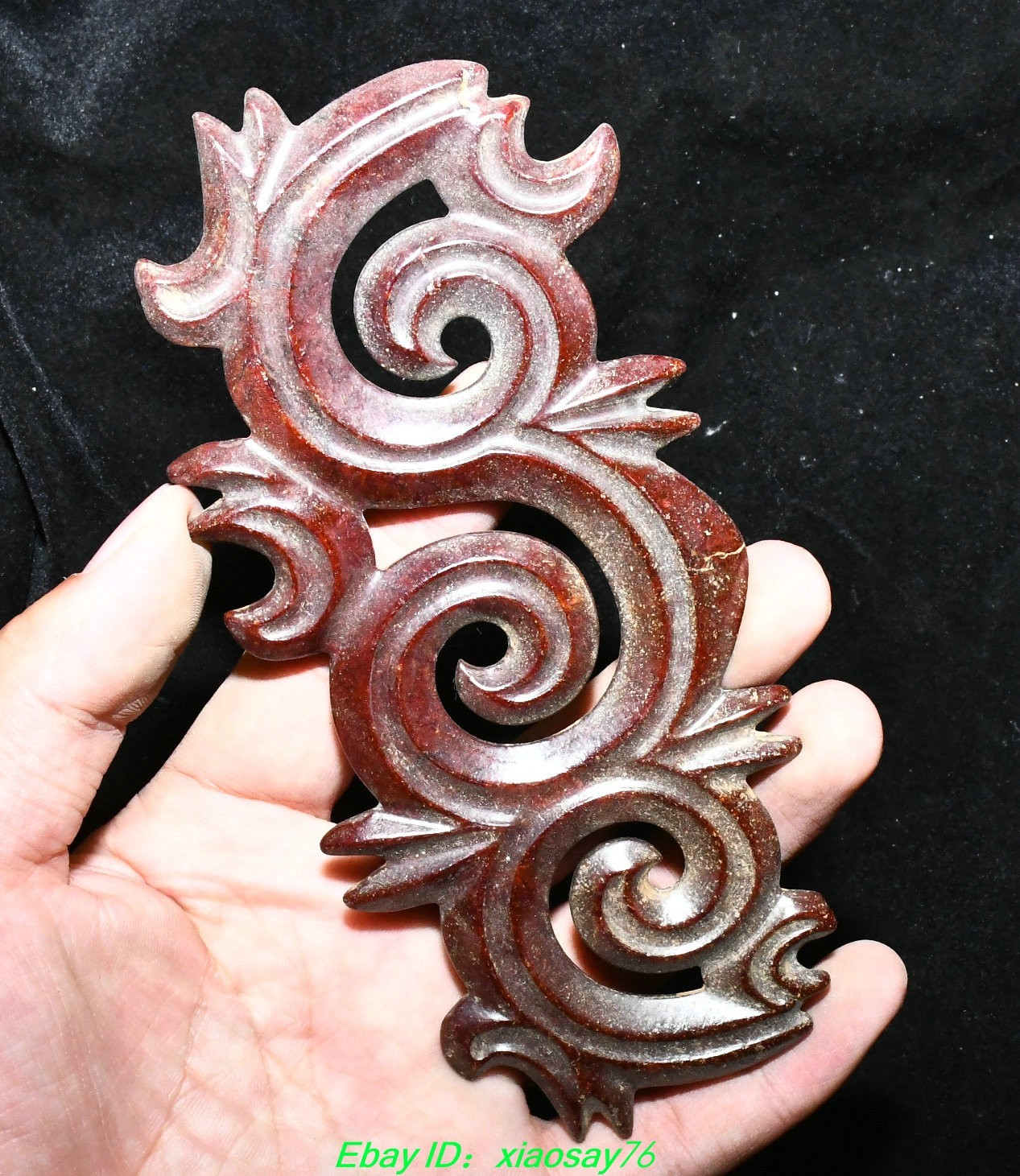 6.7''Chinese Hongshan Culture Hetian Jade Carving “ Gou Yun Pei ” Yubi ...