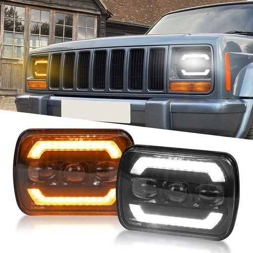 4x6” Square LED Headlights With White Amber DRL For Ford Kenworth Jetta ...
