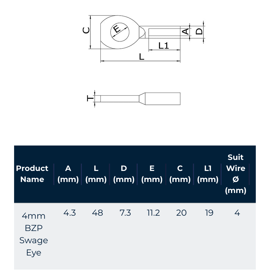 4mm BZP Swage Eye for Gym Cables | Gym Wire Eyelet | Gym Wire Eyelet | eBay