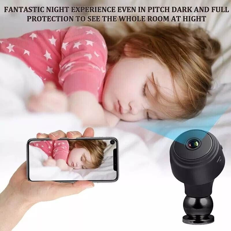 Mini Caméra Surveillance WiFi HD 1080 Micro Enregistre Sans Fil Noir ...
