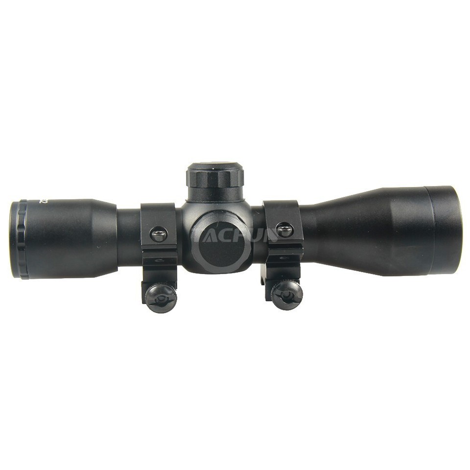 TACFUN 4x32 Compact .22 .223 .177 Rifle Scope Mil Dot Reticle w/ Rings ...