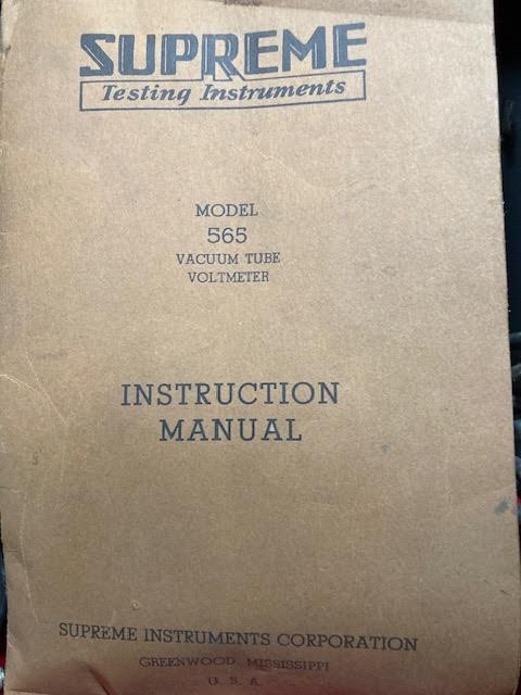 Vintage Supreme Model 565 Vacuum-Tube Voltmeter Tester Instrument ...