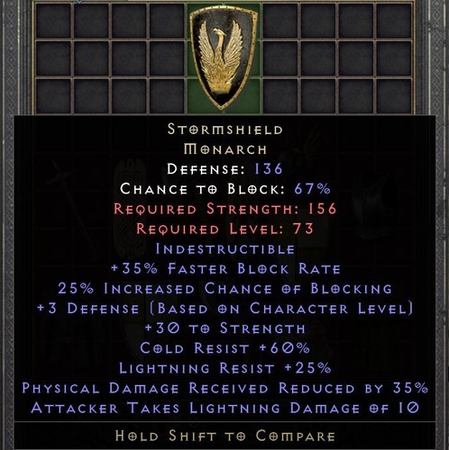 Diablo 2 Resurrected D2R NON-LADDER Stormshield Unique Monarch | eBay