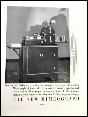 1937 Mimeograph Paper Copier Vintage Advertisement Print Art Ad Poster ...