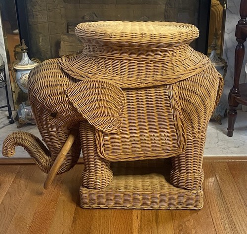 Vintage Rattan Wicker Elephant Table , Plant Stand | eBay