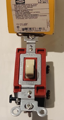 Hubbell NIB CS1221I One Single Pole Ivory Switch Spec Grade Toggle, 20A ...