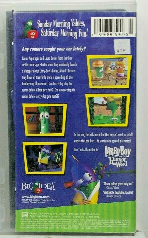 Veggietales Larryboy And The Rumor Weed Vhs