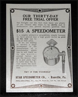 1910 OLD MAGAZINE PRINT AD, STAR CAR SPEEDOMETER, MIGHTY ATTRACTIVE ...