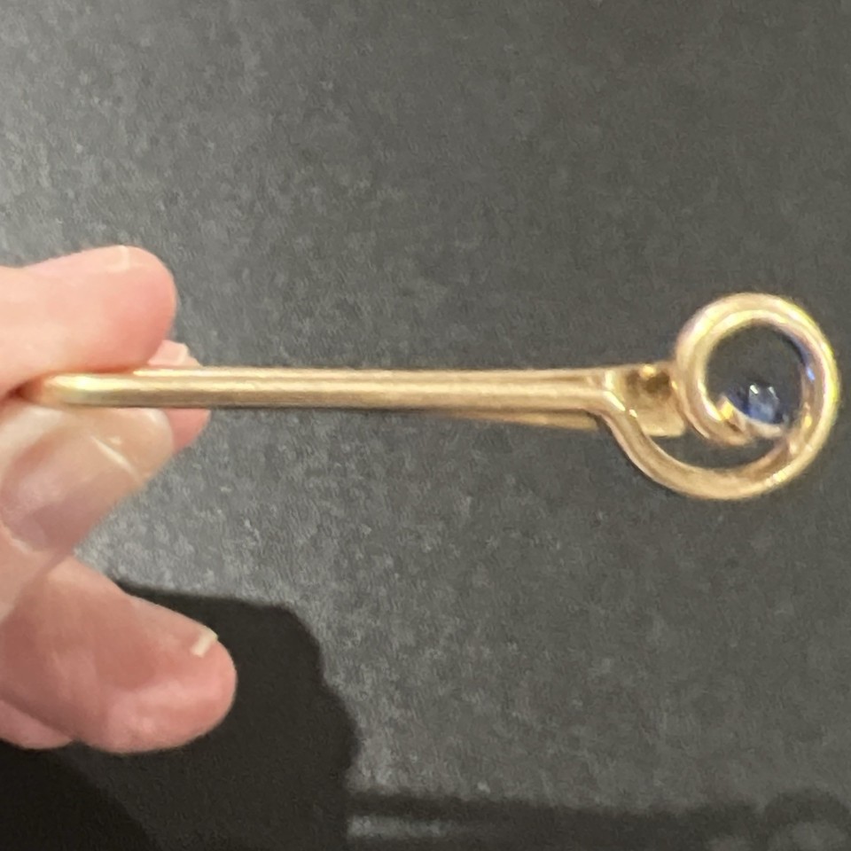 Vintage 80s Krementz Tie Bar Clip USA Gold Plated Red Stone Designer ...