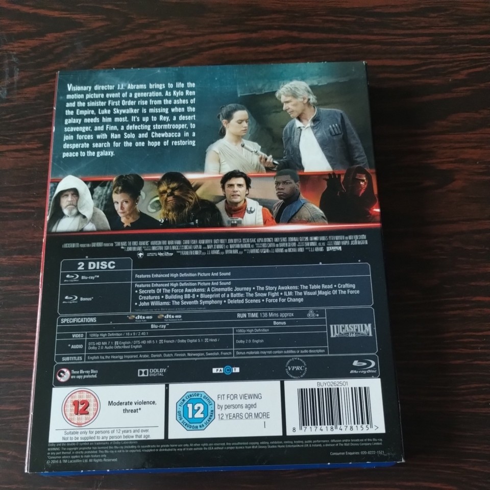 Star Wars - Episode 7 - The Force Awakens (Blu-ray, 2016) Dark Side ...