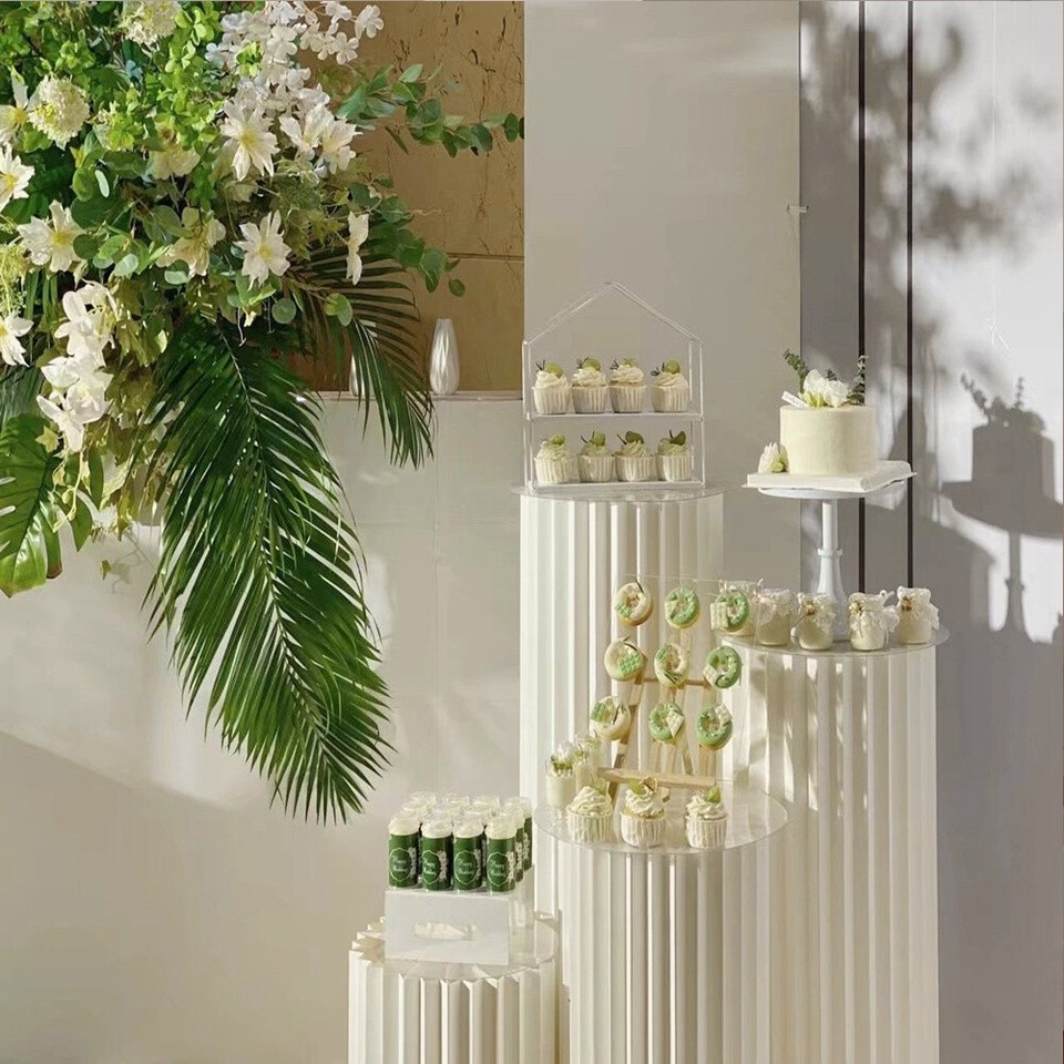Flower Cake Stand Paper Plinth Holder Dessert Table Column Rack Wedding ...