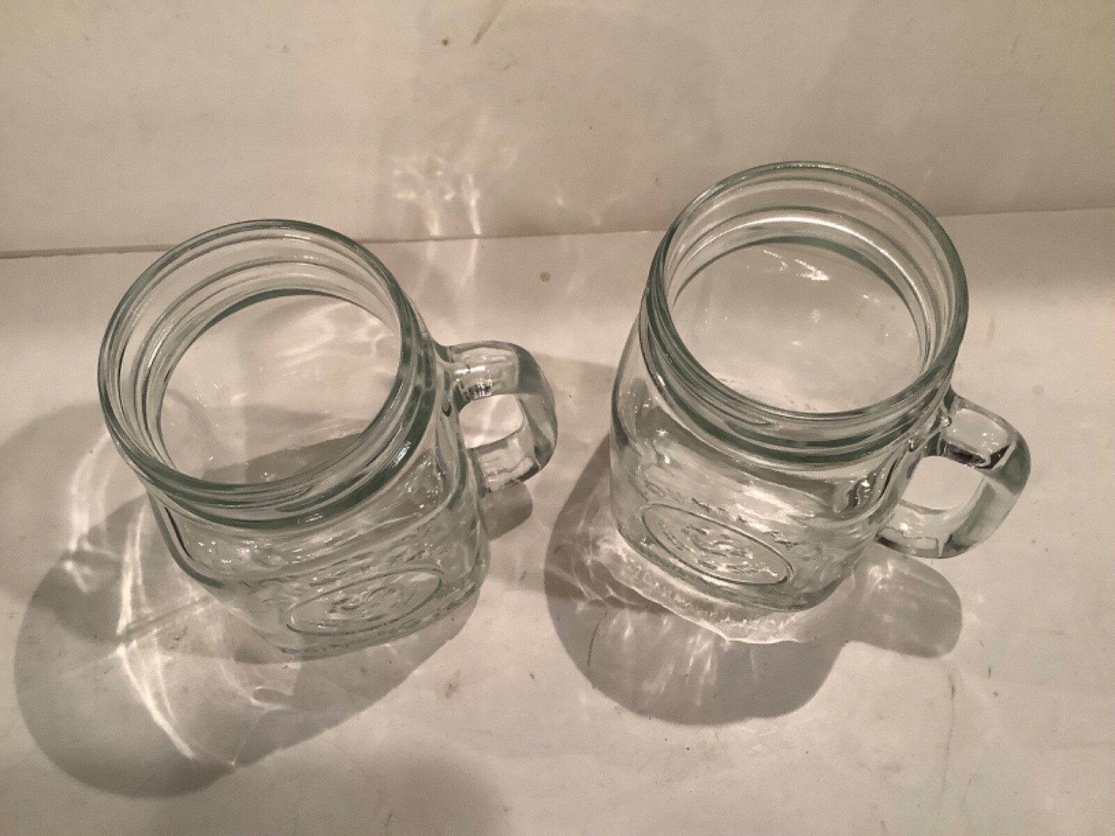 2 County Fair Glass Drinking Jars with Handle Golden Harvest Rooster ...