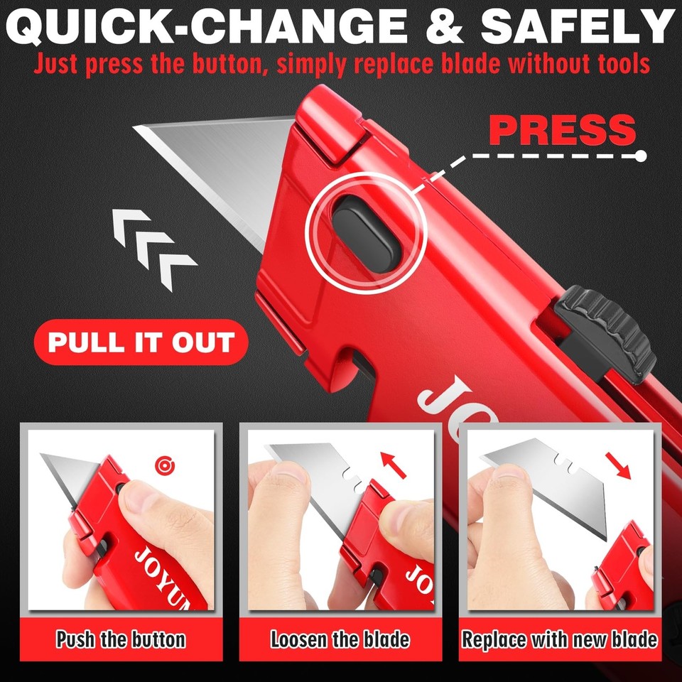 2 Pack Retractable Utility Knife Box Cutters, Heavy Duty Box Cutter ...