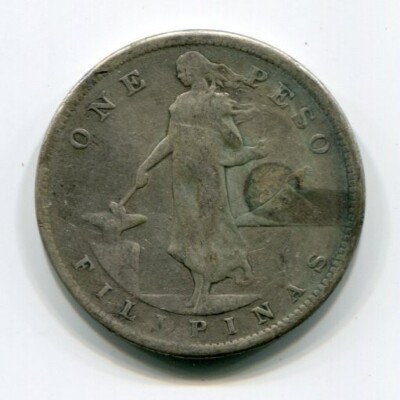 Philippines One Peso Filipinas / United States of America 1907-S Silver ...