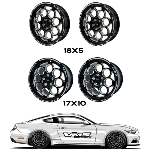 VMS RACING MODULO DRAG RACE RIMS WHEELS R 17X10 F 18X5 FOR 15-22 FORD ...