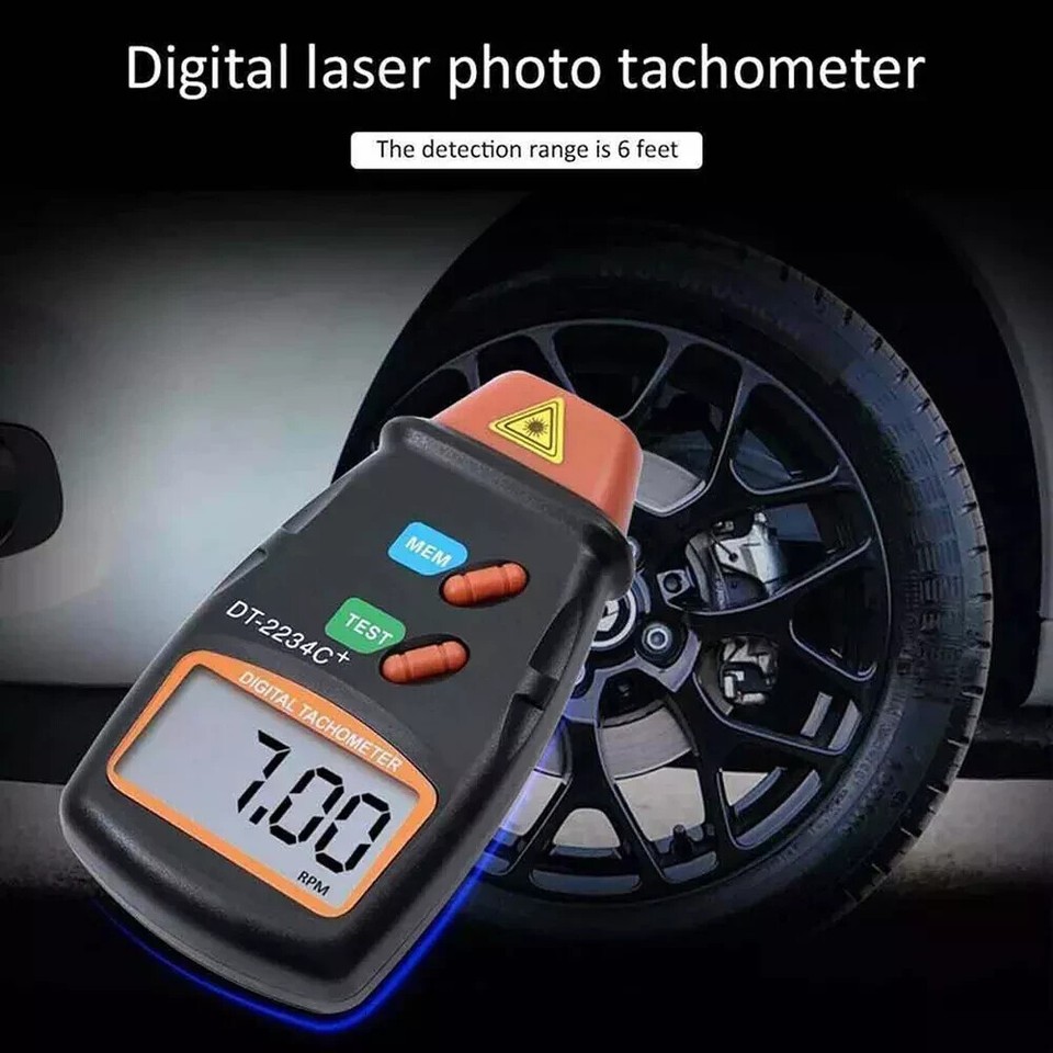 Digital Tachometer Laser Photo Non Contact RPM Tach Meter Motor Speed ...