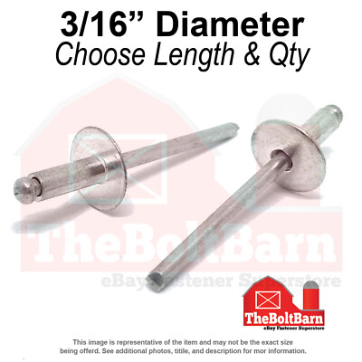 3/16" Oversized Dome Head Blind Pop Rivets Steel/Steel Zinc(Pick Size ...