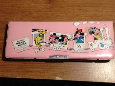 RARE Vintage Walt Disney Mickey Mouse Train Conductor Vinyl Pencil Box ...