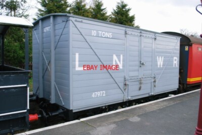 PHOTO LNWR 10 TON UNFITTED VAN NO 7927 ALL PLANKED WITH TIMBER CHASSIS ...