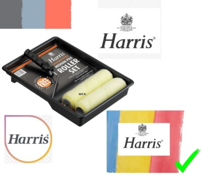 HARRIS PAINT EMULSION ROLLER TRAY SET 9" & ROLLER WITH HANDLE AND SPARE ...
