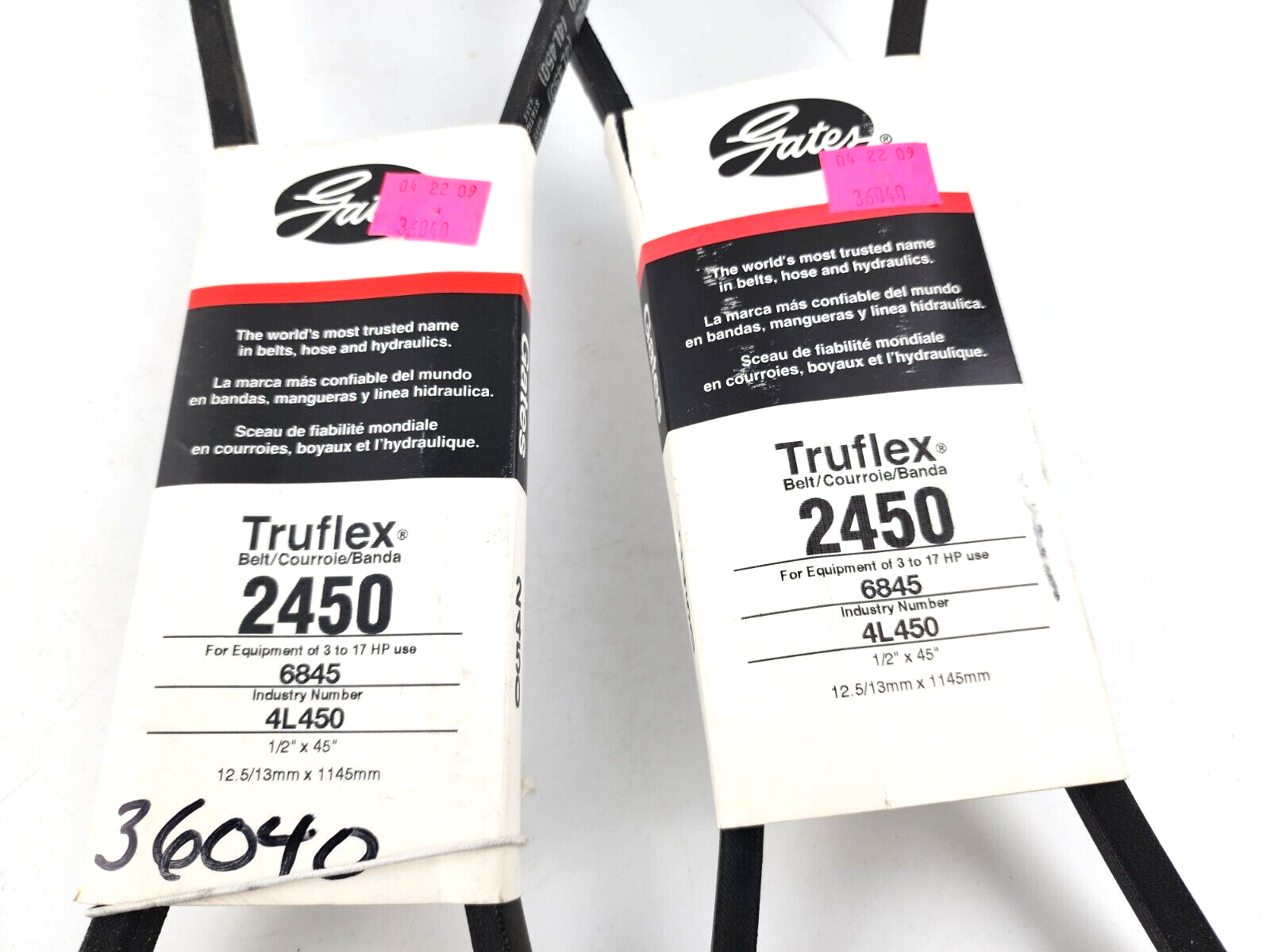 2pcs Gates Truflex V-Belt 2450 6845 4L450 1/2" " for sale online | eBay