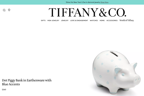 New - Tiffany & Co. Small White and Blue Circle Pig Ceramic 9" Coin ...