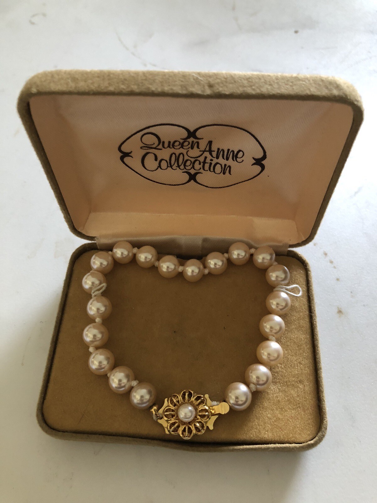 Rare Queen Anne Collection Simulated Cultured Pearls Bracelet With Box ...