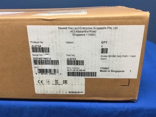 JL073A HPE Aruba 3810M 24G PoE+ 1 Slot 24 Port Managed Switch JL073 ...