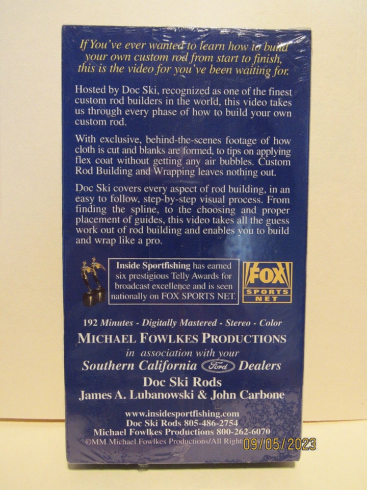 VHS VIDEO - INSTRUCTIONAL - "CUSTOM ROD BUILDING & WRAPPING" WITH DOC ...