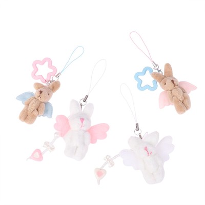 Y2k Gothic Plush Rabbit Phone Chains Kawaii Wings Bunny Pendant ...
