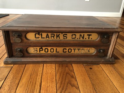 Clarks O.N.T. Spool Cotton Two Drawer Walnut Antique Spool Cabinet All ...