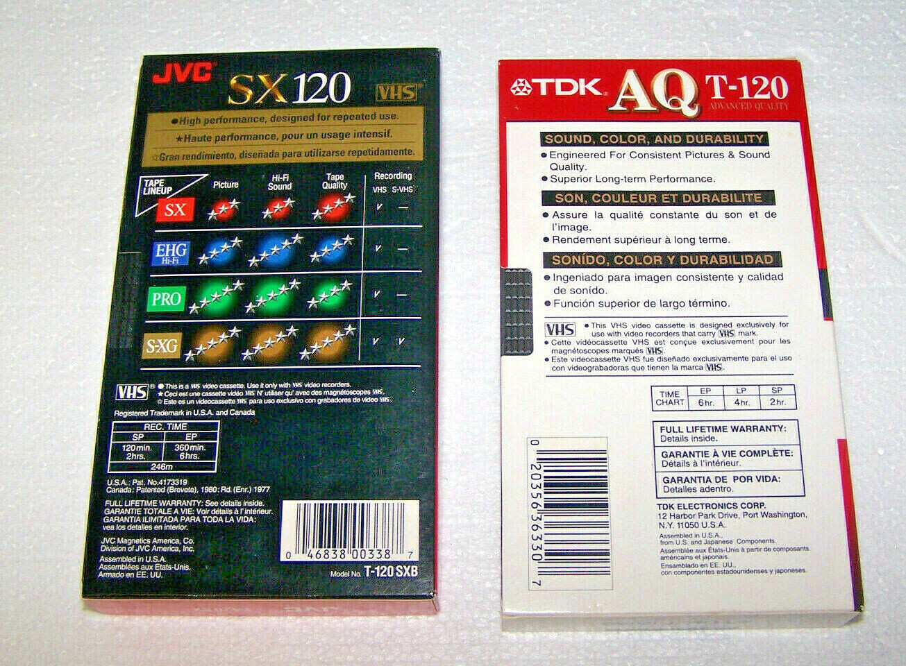 2 NEW Blank VHS TAPES JVC SX TDK AQ T-120 6 hr Video Cassette VHS Tapes ...