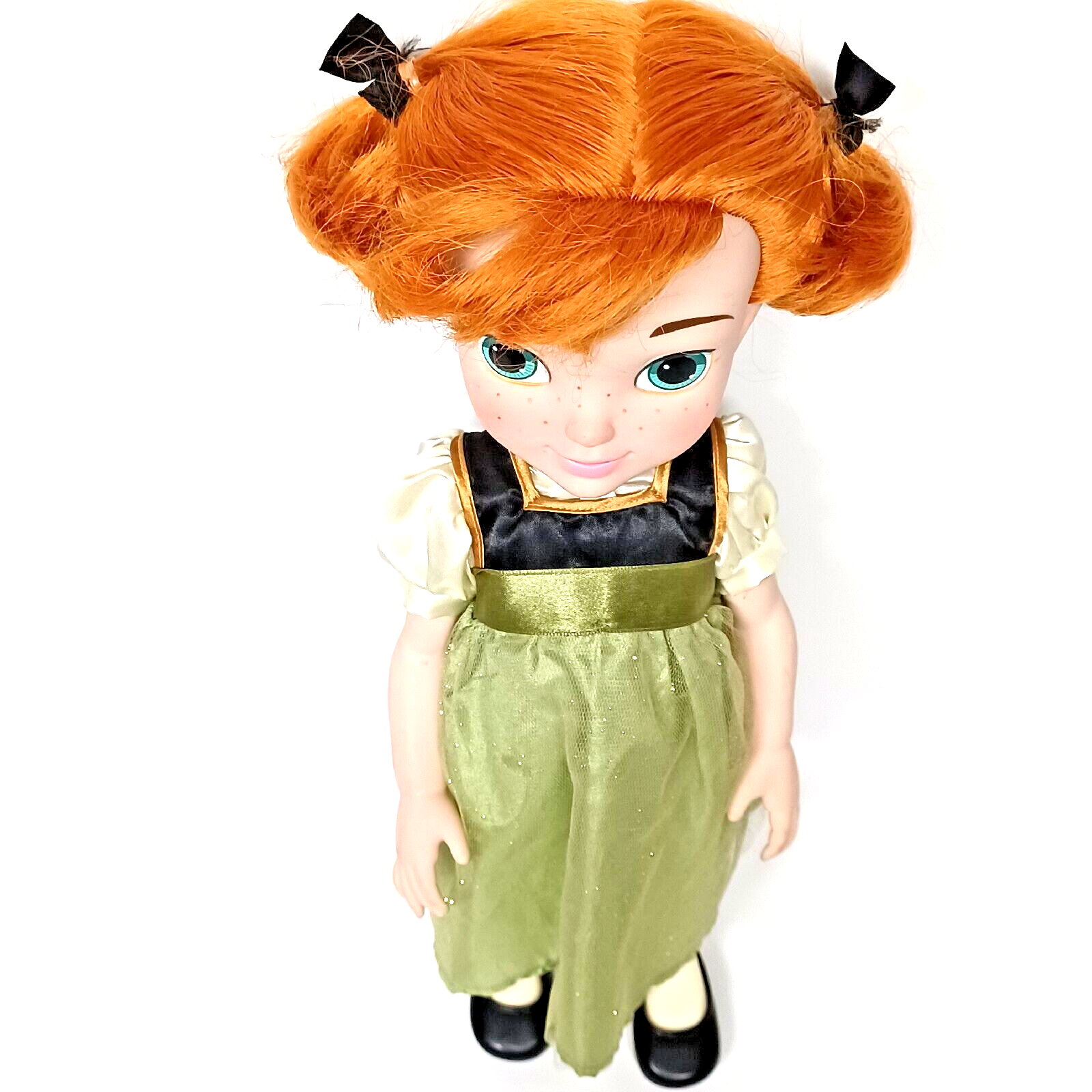 Disney Store Frozen Anna Doll 16” Toddler Princess Green Dress Doll Toy ...
