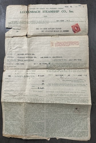 1915 Bill of Lading shipping document via the Panama Canal Luckenbach Steamship | eBay
