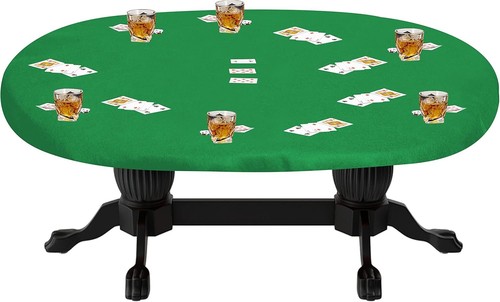 Felt Card Table Game Cover Oblong Fitted Tablecloth Oval Poker Bridge ...