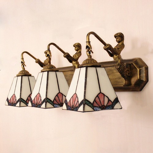 Tiffany Bathroom Vanity 3 Light Fixture Vintage Stained Glass Wall ...