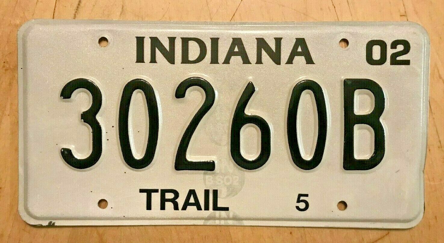 2002 INDIANA TRAILER LICENSE PLATE " 30260 B " IN 02 TRAIL 5 | eBay