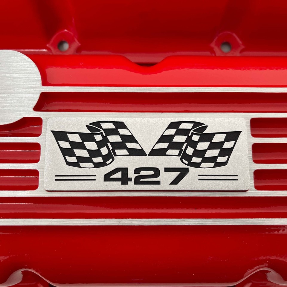 Big Block Chevy 427 Flag Logo Valve Covers, Classic Finned - Red ...
